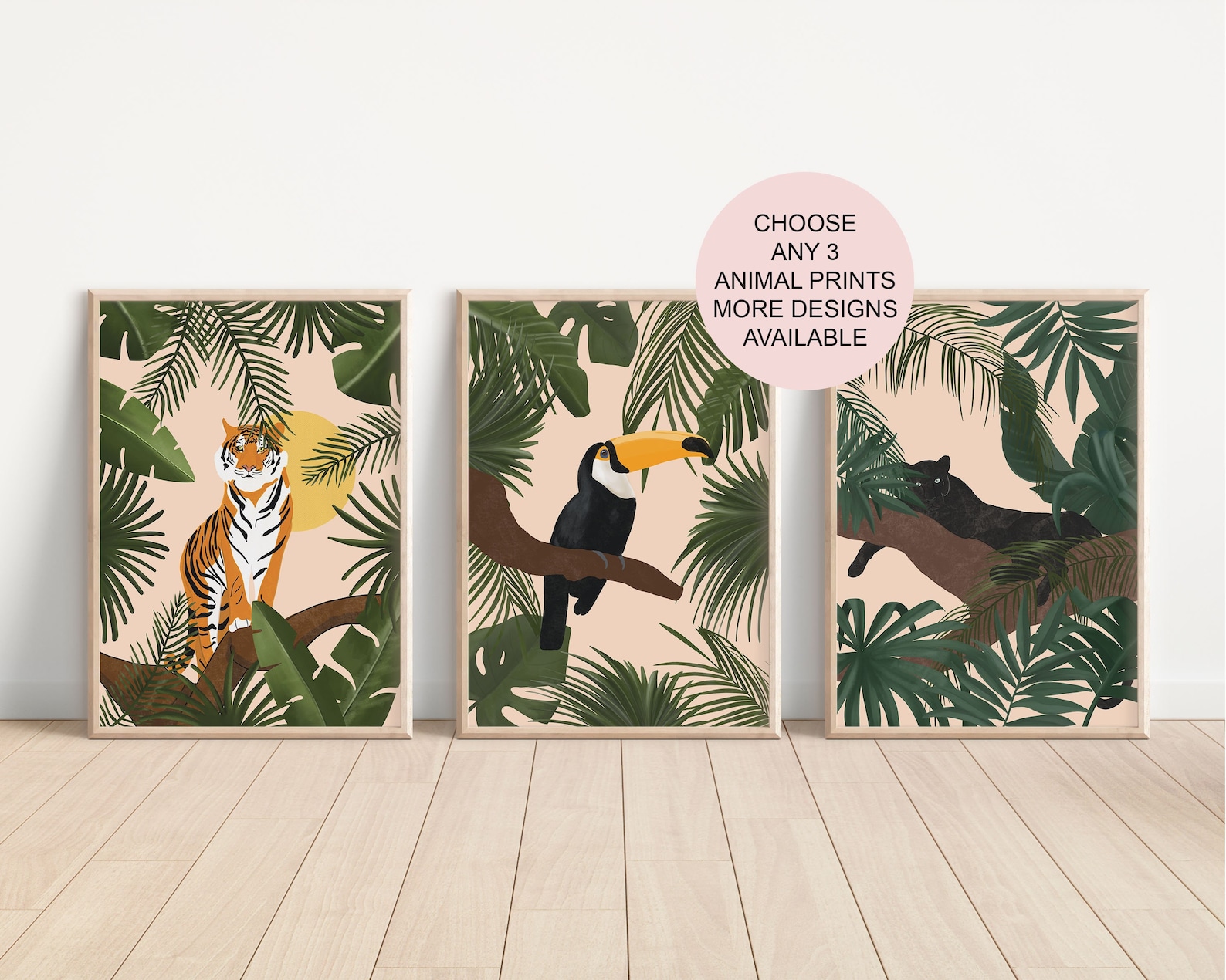Tropical Animal Prints: Safari Nursery Wall Art, Set of 3, Christmas ...