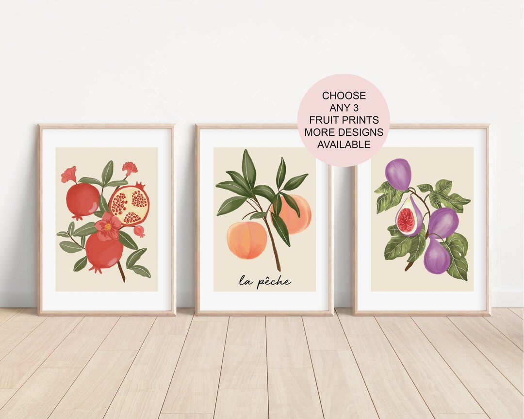 Obst Botanische Drucke. Set von 3 Drucken. Obst Drucke. Botanische ...