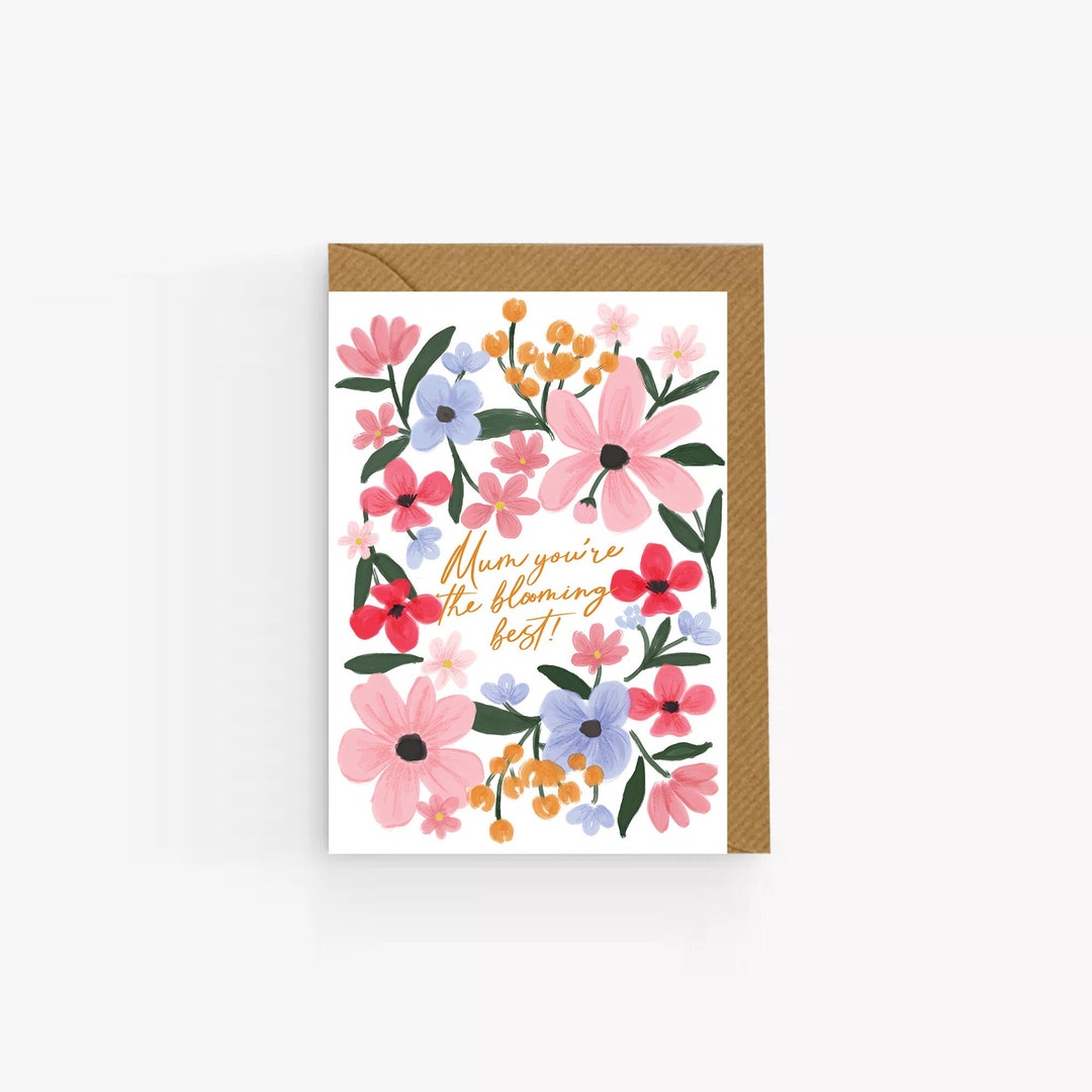 Mother's Day Floral Card. Best Mum Card. Botanical Mothers Day Card ...