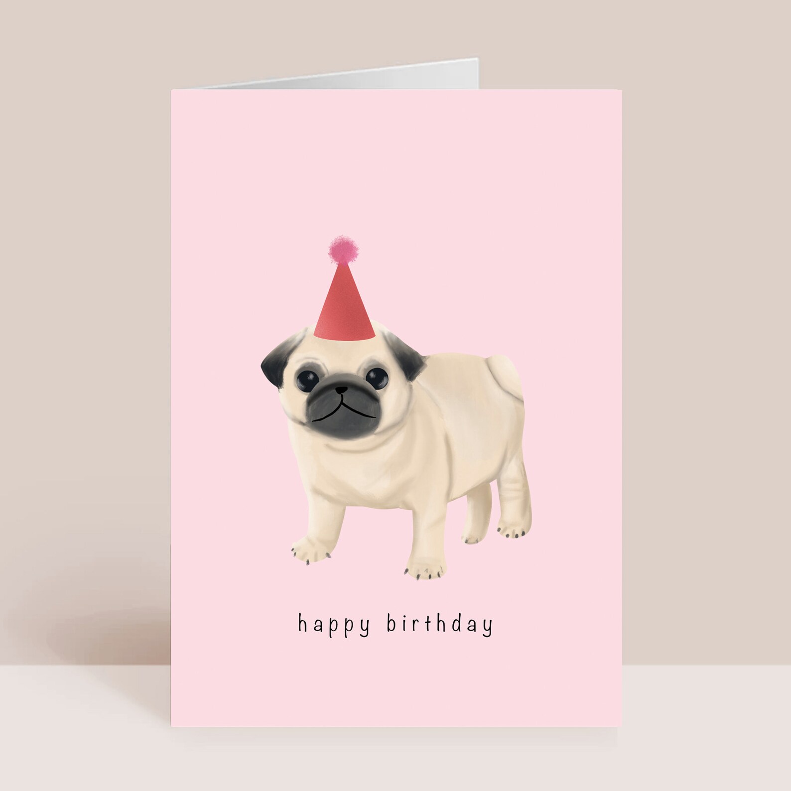 Cute Pug Birthday Card Happy Birthday Card Illustrated Pug | Etsy UK