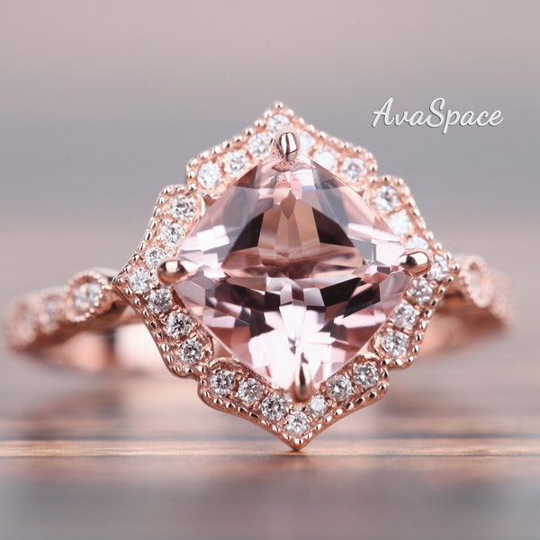 Morganite Vintage Engagement Ring - Etsy