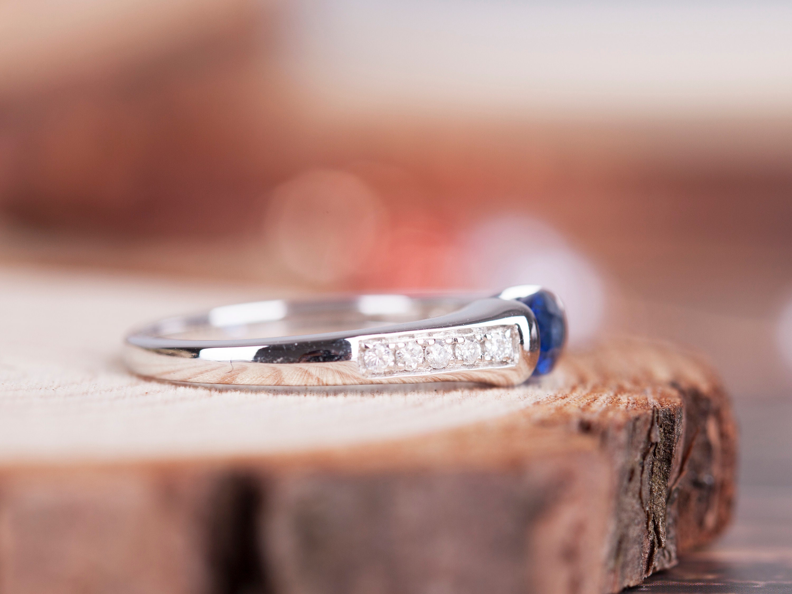 Blue Sapphire Engagement Ring White Gold Ring, Natural Sapphire Ring ...