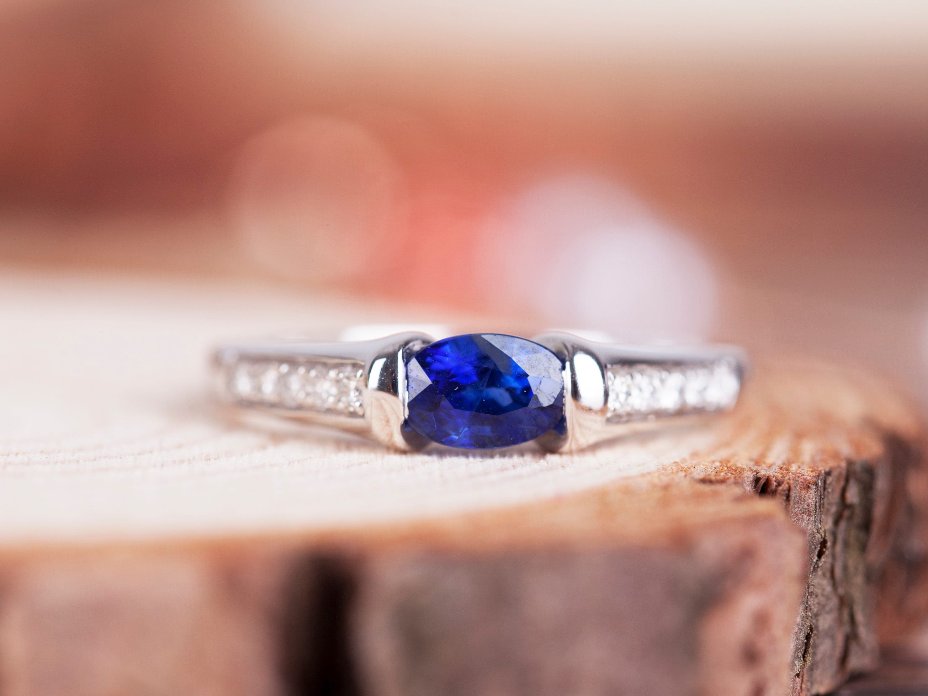Blue Sapphire Engagement Ring White Gold Ring, Natural Sapphire Ring ...
