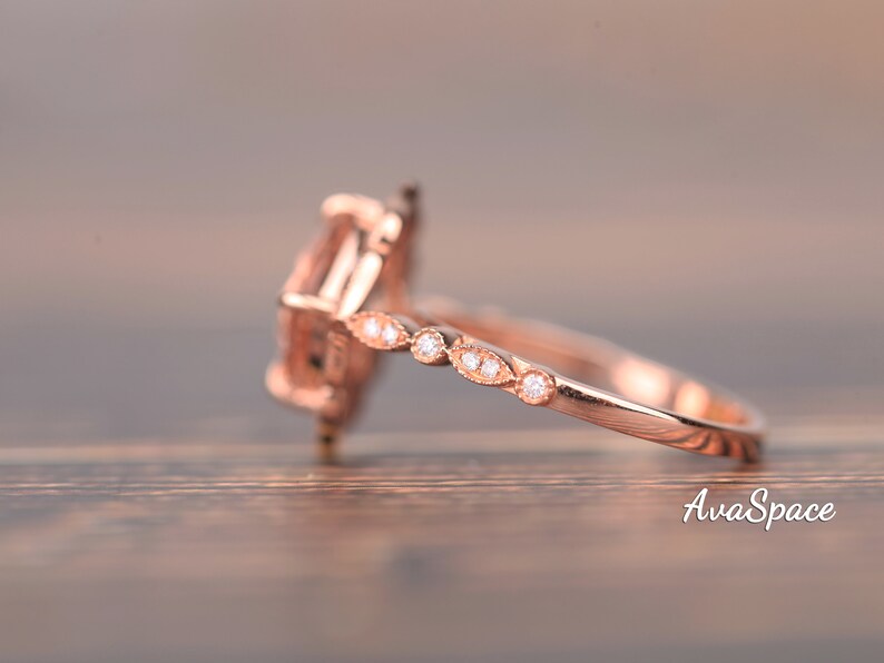 Vintage Morganite Engagement Ring Rose Gold 8mm Cushion Cut - Etsy