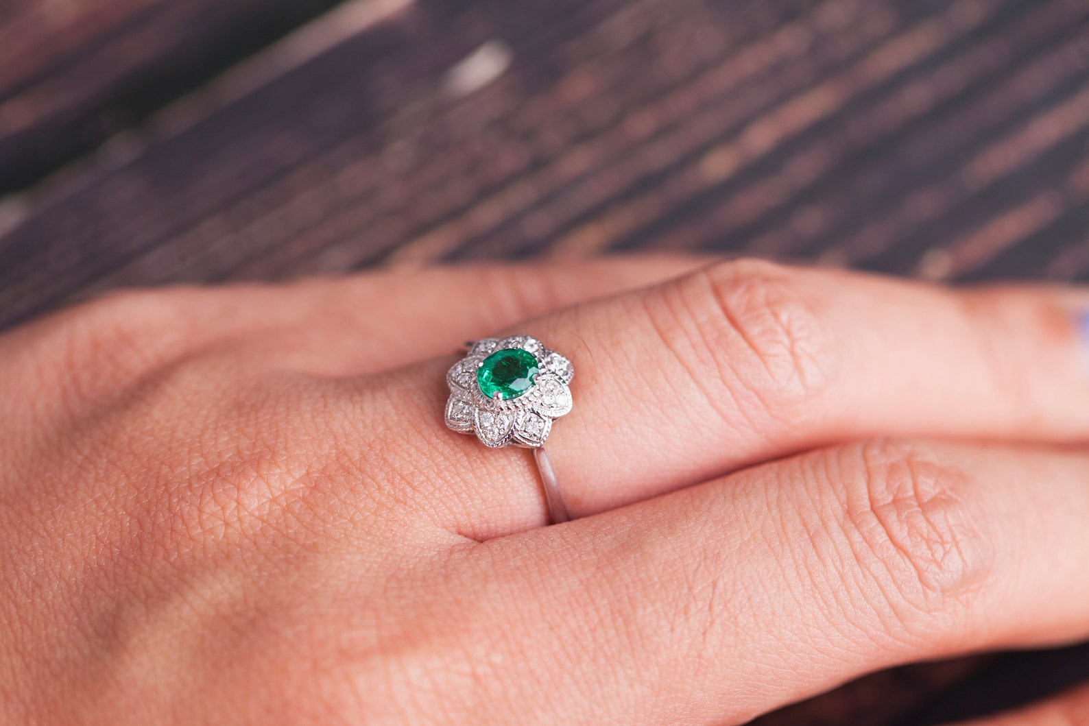 Natural Emerald Engagement Ring White Gold Ring Emerald Ring - Etsy