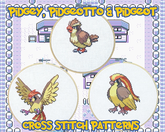 Pidgey Pidgeotto & Pidgeot Cross Stitch Patterns Pokemon - Etsy