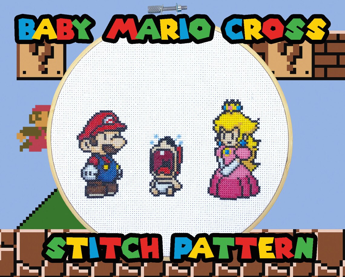 Baby Mario Inspired Cross Stitch Pattern Perfect Baby Shower | Etsy