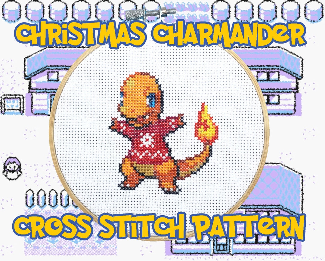 Christmas Charmander Cross Stitch Pattern - Pokemon Inspired - Etsy