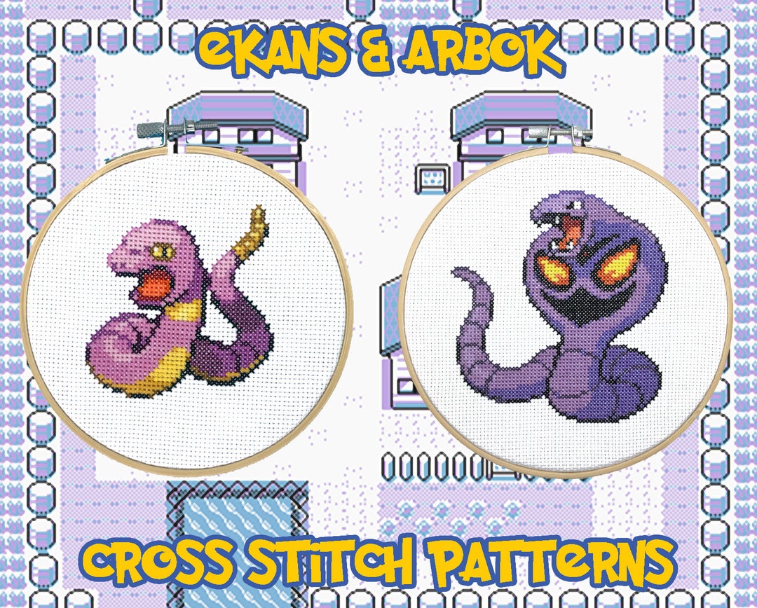 Ekans & Arbok Cross Stitch Patterns - Pokemon Inspired - Etsy