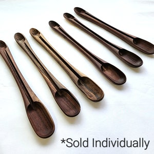Hand Carved Black Walnut Tasting Spoons Black Walnut Double-sided ...