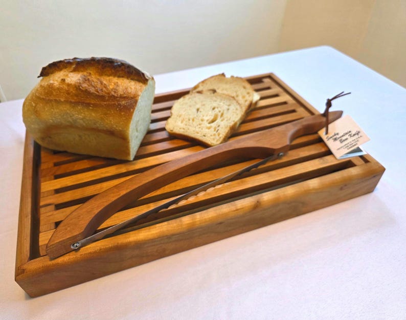 Handmade Cherry Crumb Tray: Bread Cutting Board With Trivet and Serving ...