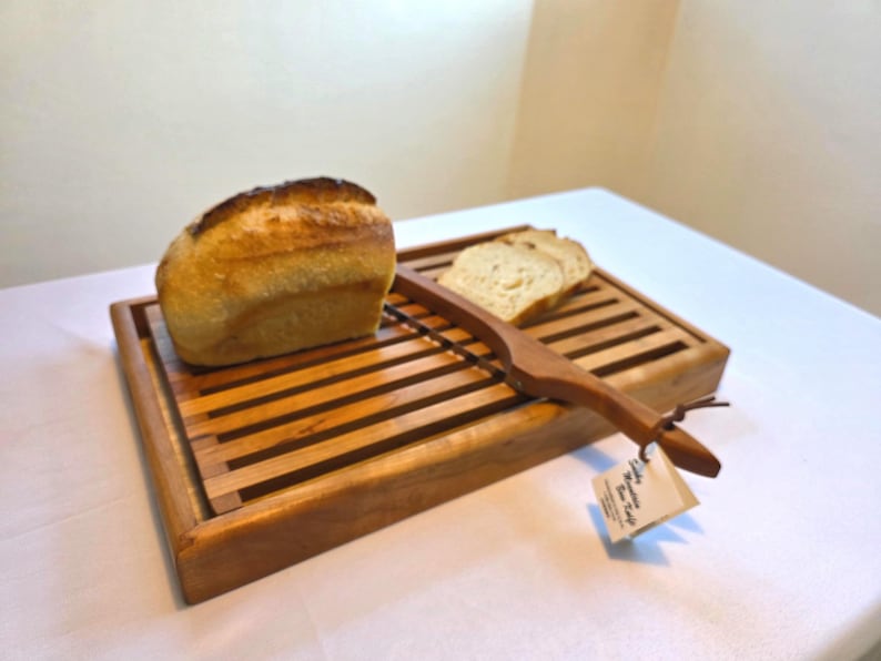 Handmade Cherry Crumb Tray: Bread Cutting Board With Trivet and Serving ...