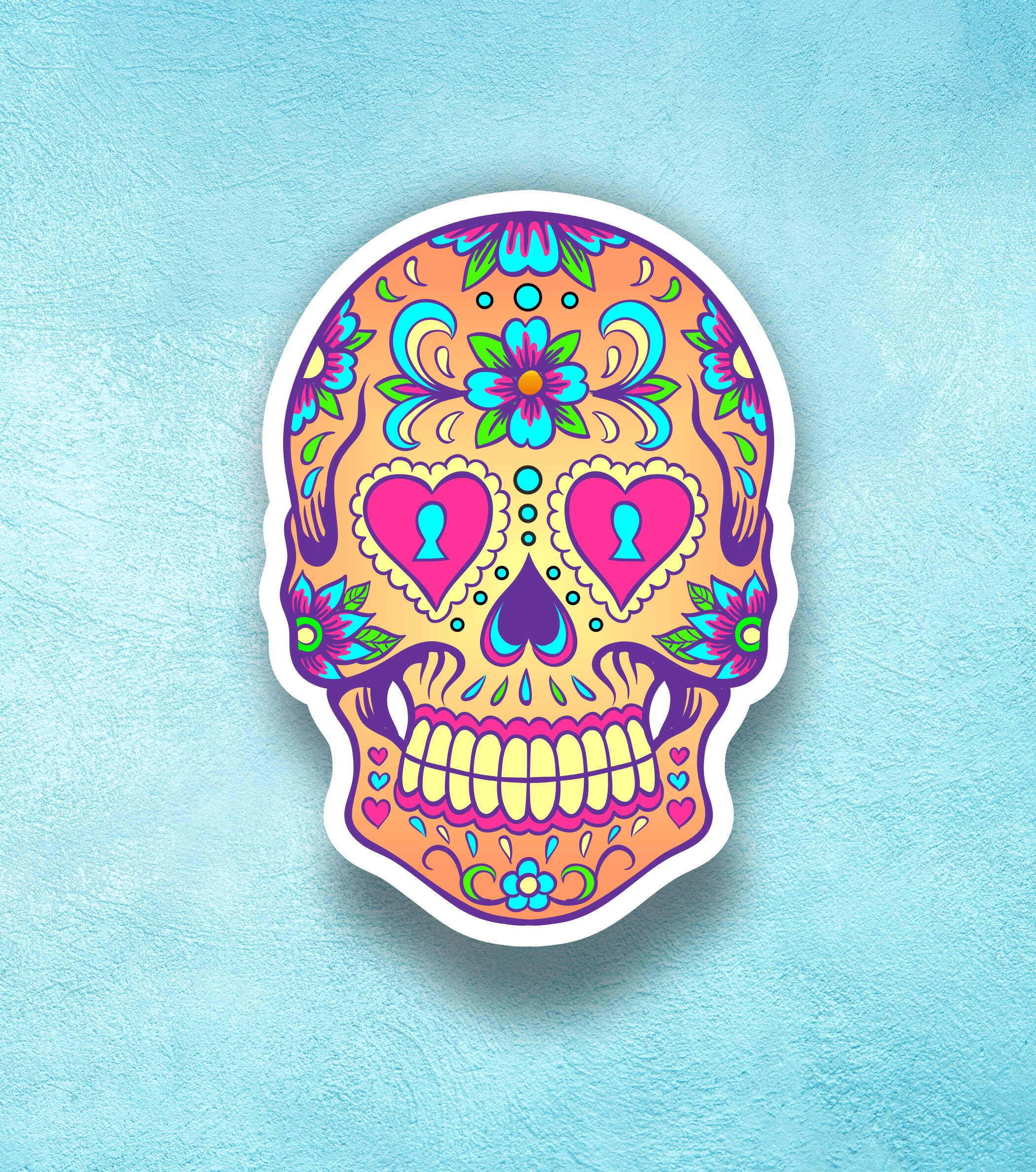Colorful Sugar Skull Stickers Vinyl Waterproof Sticker | Etsy
