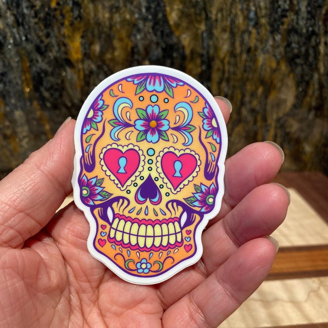 Colorful Sugar Skull Stickers Vinyl Waterproof Sticker - Etsy