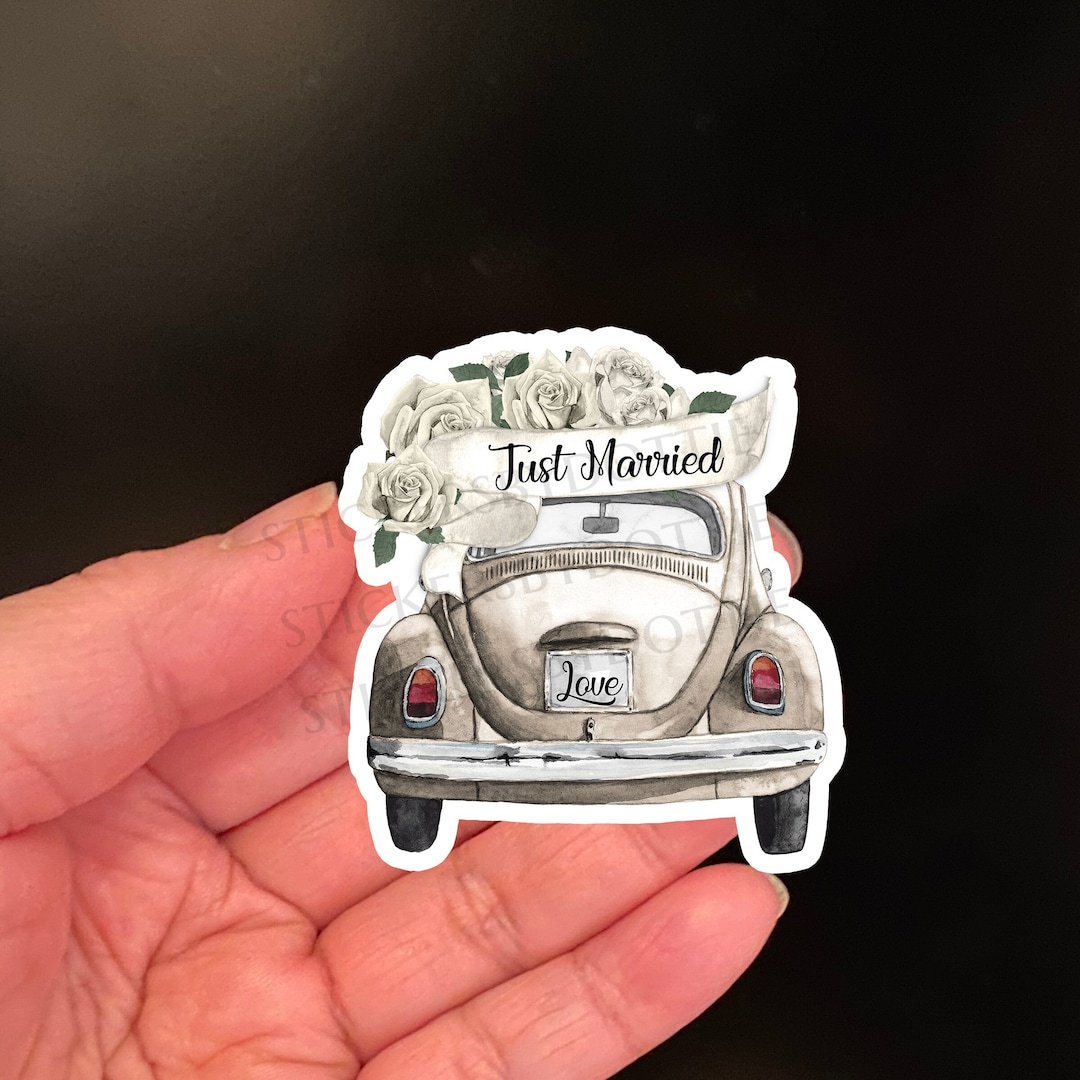 Just Married, Stickers, Wedding Stickers, Vinyl Sticker, Bridal Shower ...