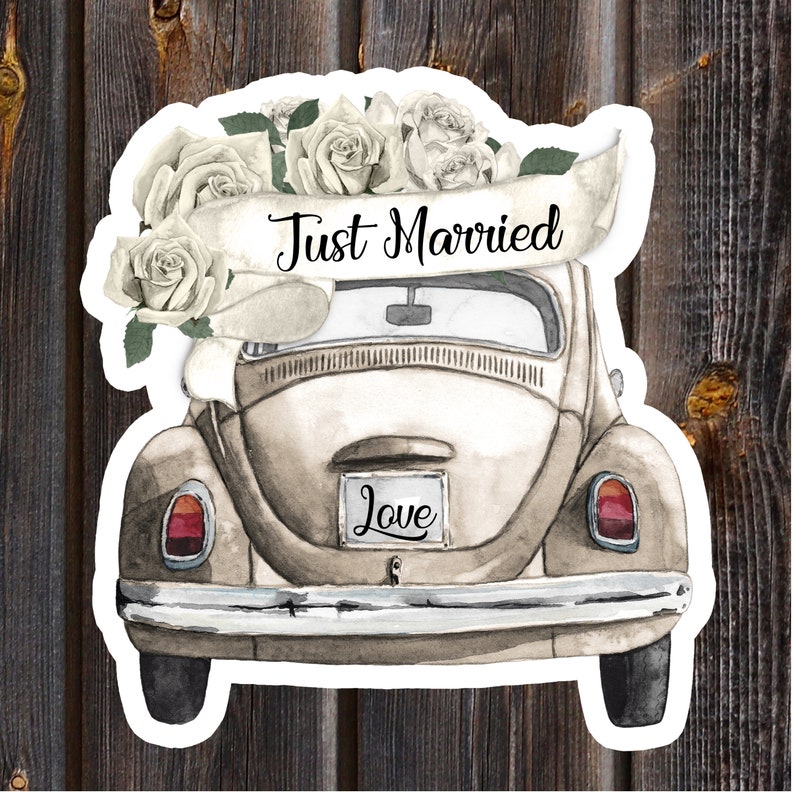 Just Married Stickers Wedding Stickers Vinyl Sticker | Etsy