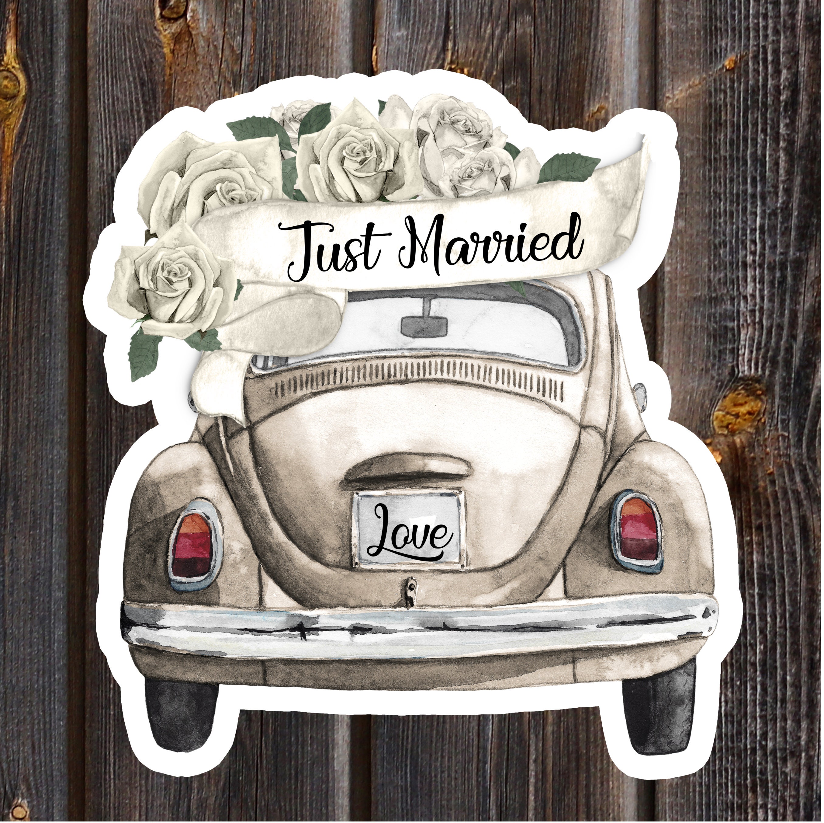 Just Married Stickers Wedding Stickers Vinyl Sticker | Etsy