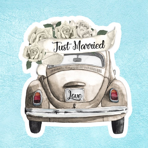 Just Married Stickers Wedding Stickers Vinyl Sticker | Etsy