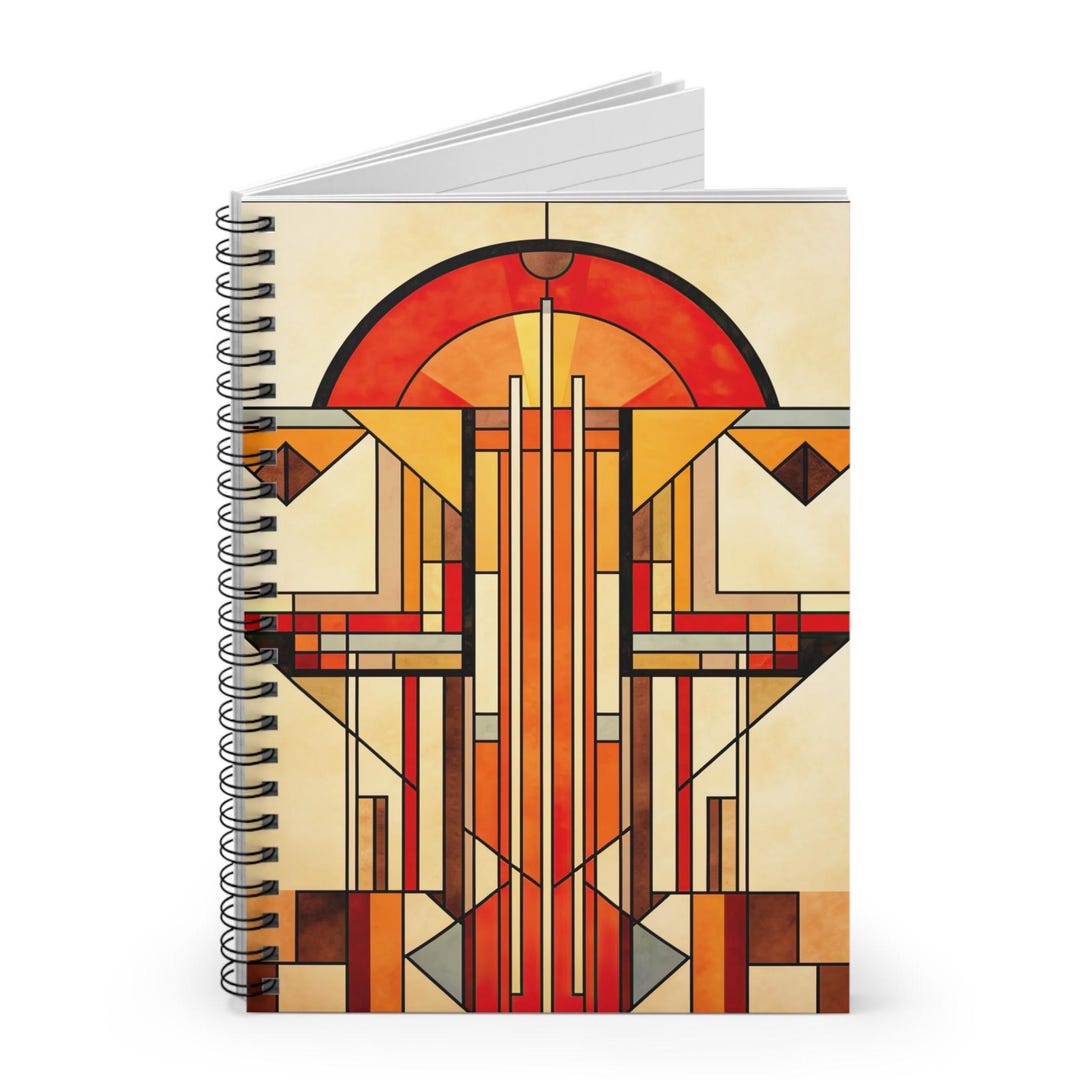FRANK LLOYD WRIGHT Inspired Spiral Notebook 6x8 118 Ruled Line Pages ...