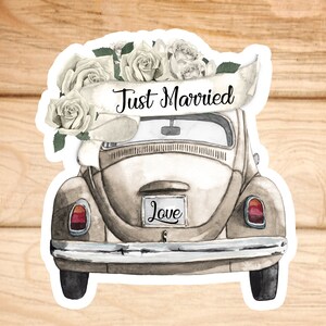 Just Married, Stickers, Wedding Stickers, Vinyl Sticker, Bridal Shower ...
