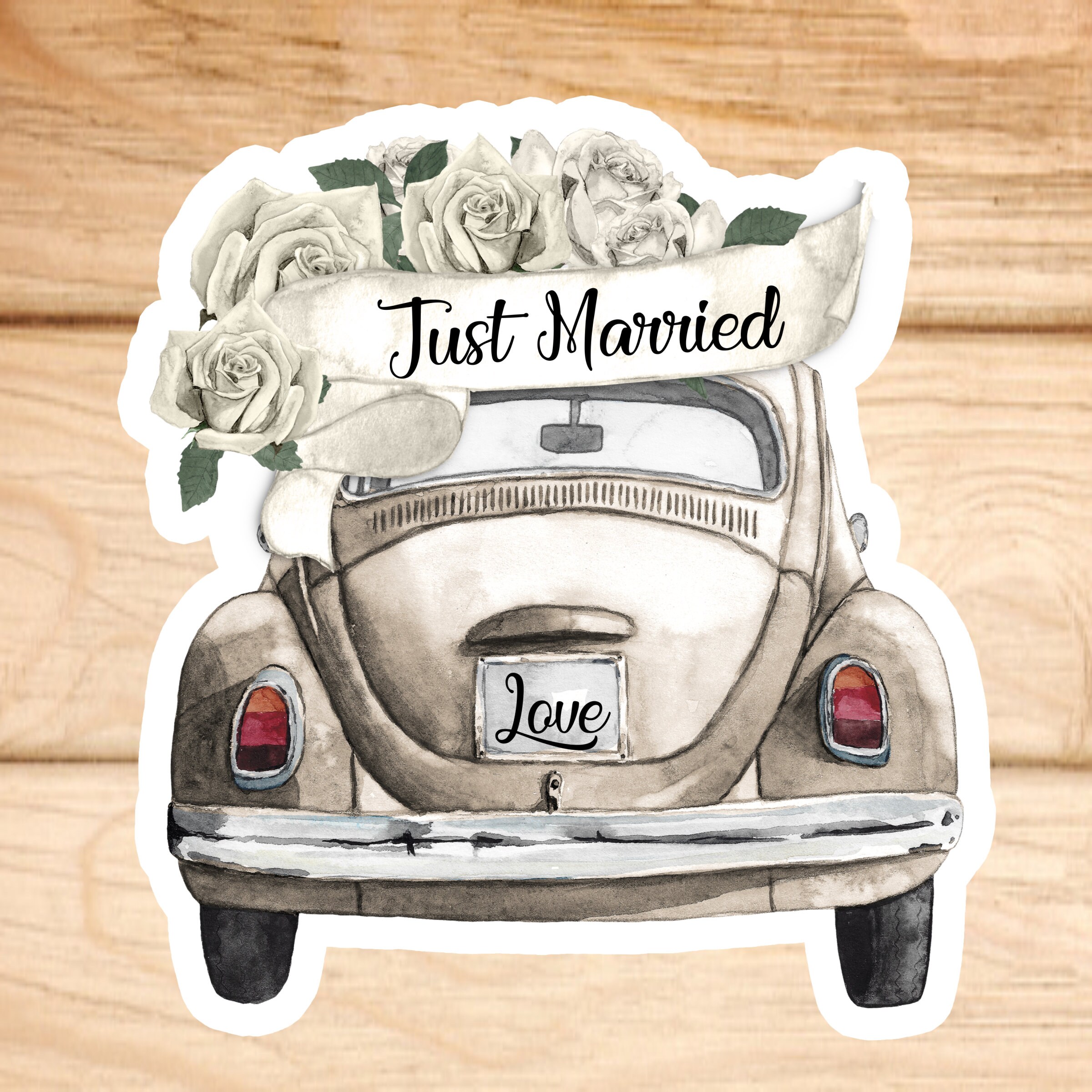 Just Married Stickers Wedding Stickers Vinyl Sticker | Etsy