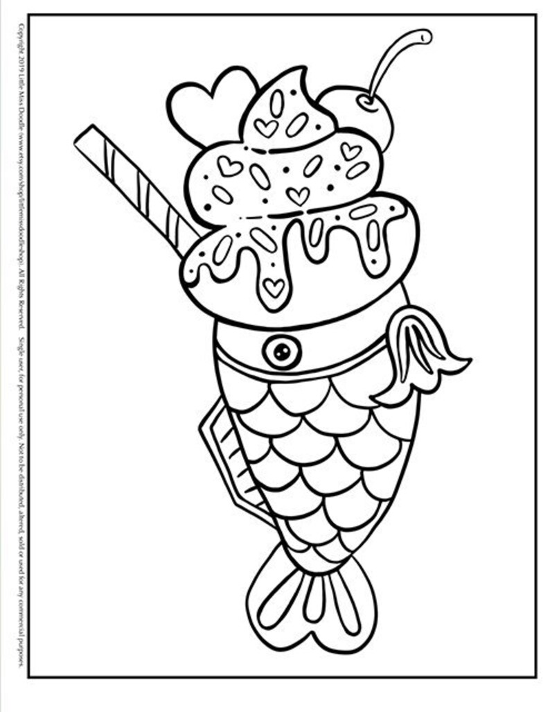 Ah-boong Goldfish Waffle Cone Ice Cream Doodle Printable Cute Kawaii ...