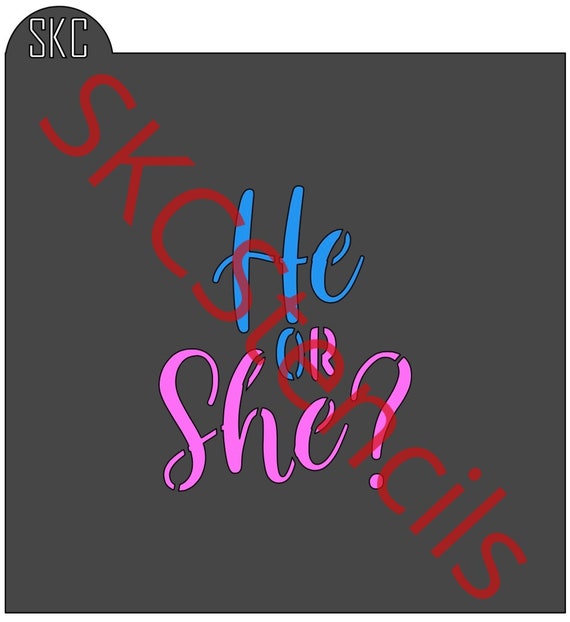 2 Part He Or She Stencil SVG | Etsy
