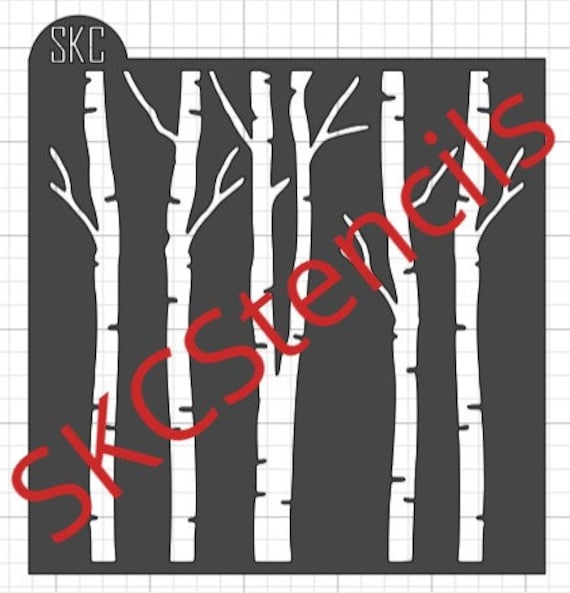 Birch Tree Stencil SVG File - Etsy