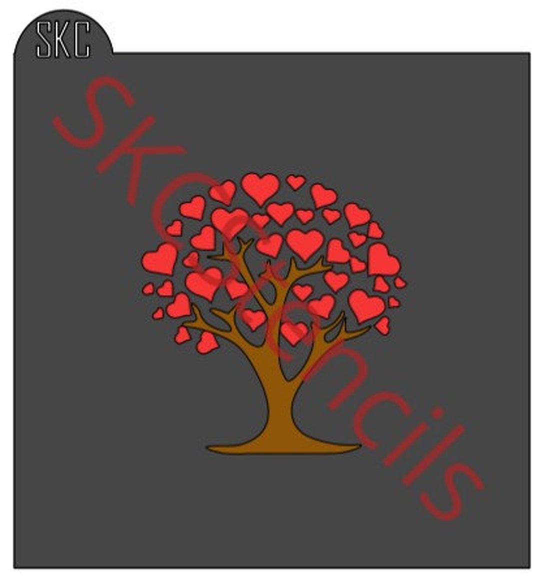 Two-part Tree With Hearts Stencil SVG File- Valentines Day- Cookie ...