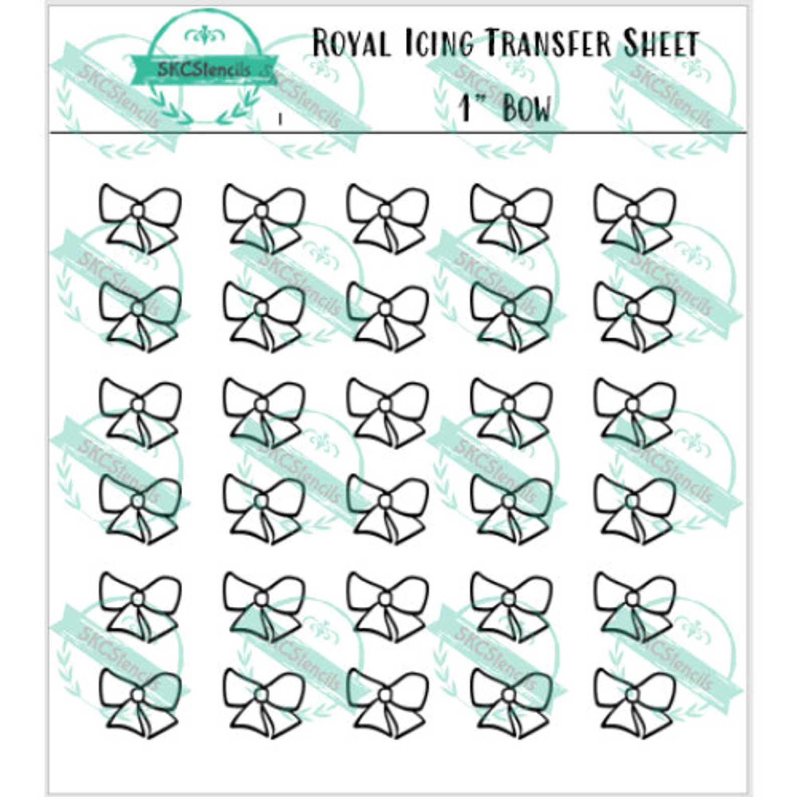 1 Bow Royal Icing Transfer Sheet PDF - Etsy