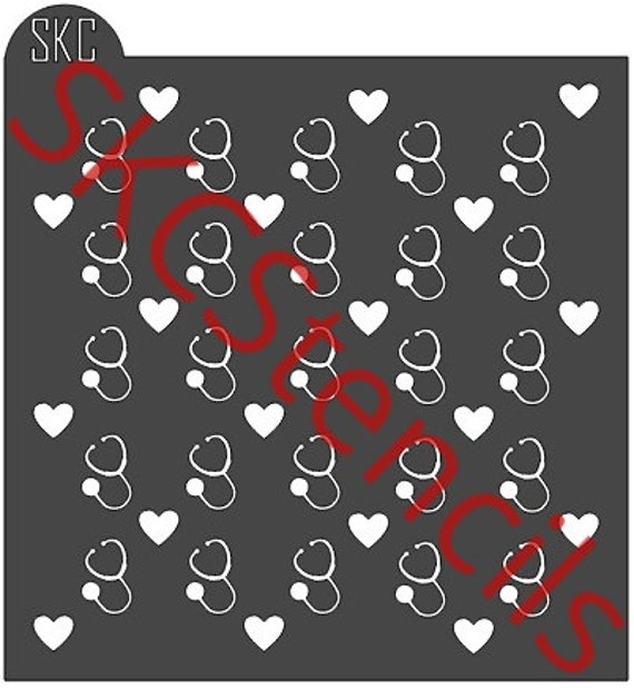 Stethoscope and Heart Stencil SVG | Etsy