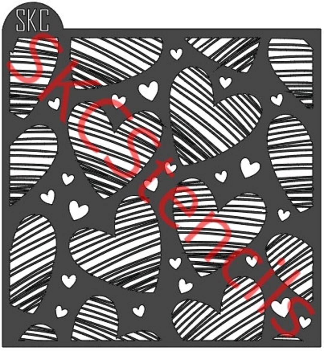 Drizzled Hearts Stencil SVG - Etsy