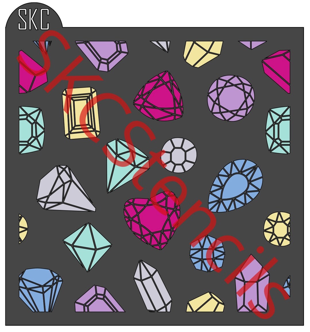 6 Part Gem Stencil SVG - Etsy