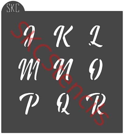 3 Part Script Letters Stencil SVG | Etsy