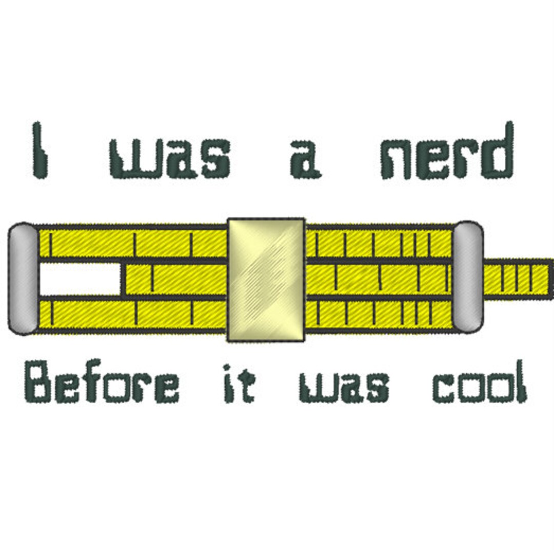Slide Rule Nerd Machine Embroidery Design 2 Sizes, With or Without Text ...