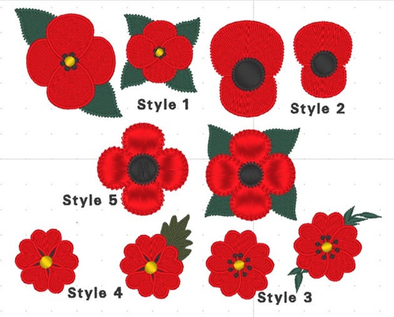 Flanders Memorial Poppy, FSL Veterans Red Poppies, Embroidery Machine ...