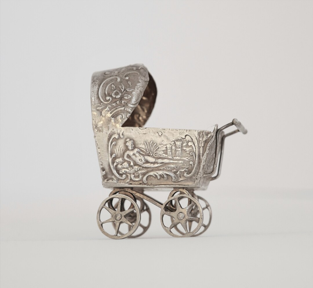 Silver Miniature Baby Carriage, Gebrüder Glaser (hanau-silver), Late ...