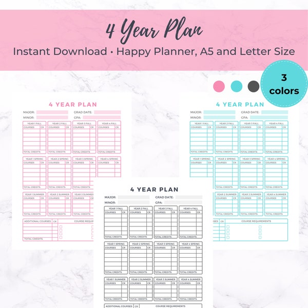 4 Year College Planner - Etsy