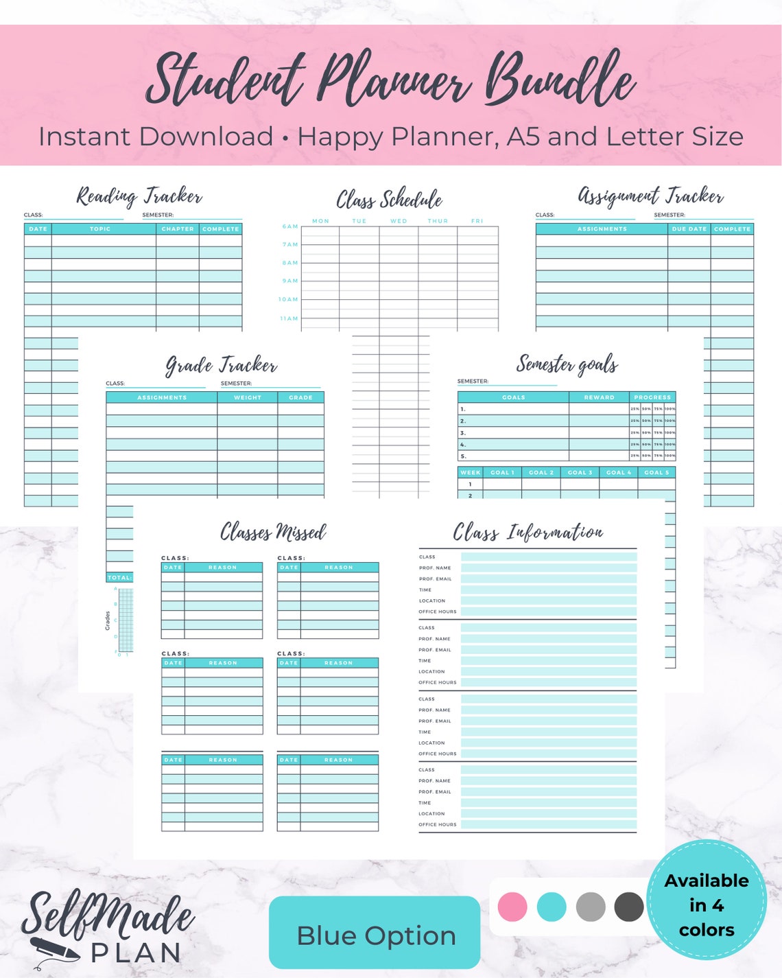 Student Planner Bundle Printable School Planner Bullet - Etsy