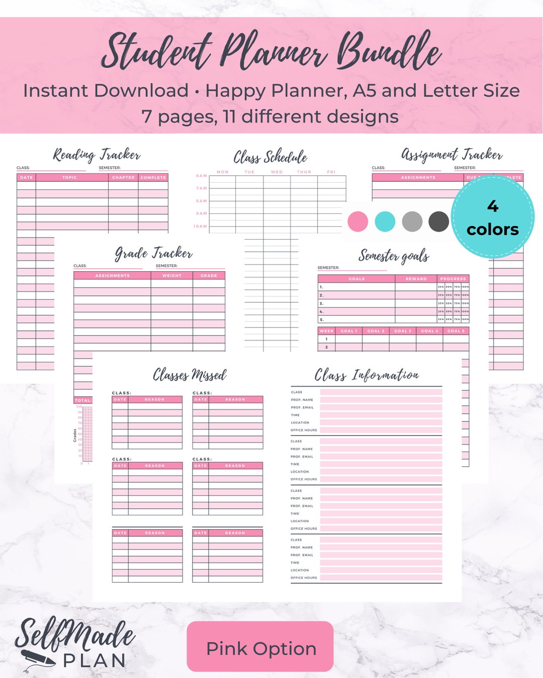Student Planner Bundle Printable School Planner Bullet - Etsy