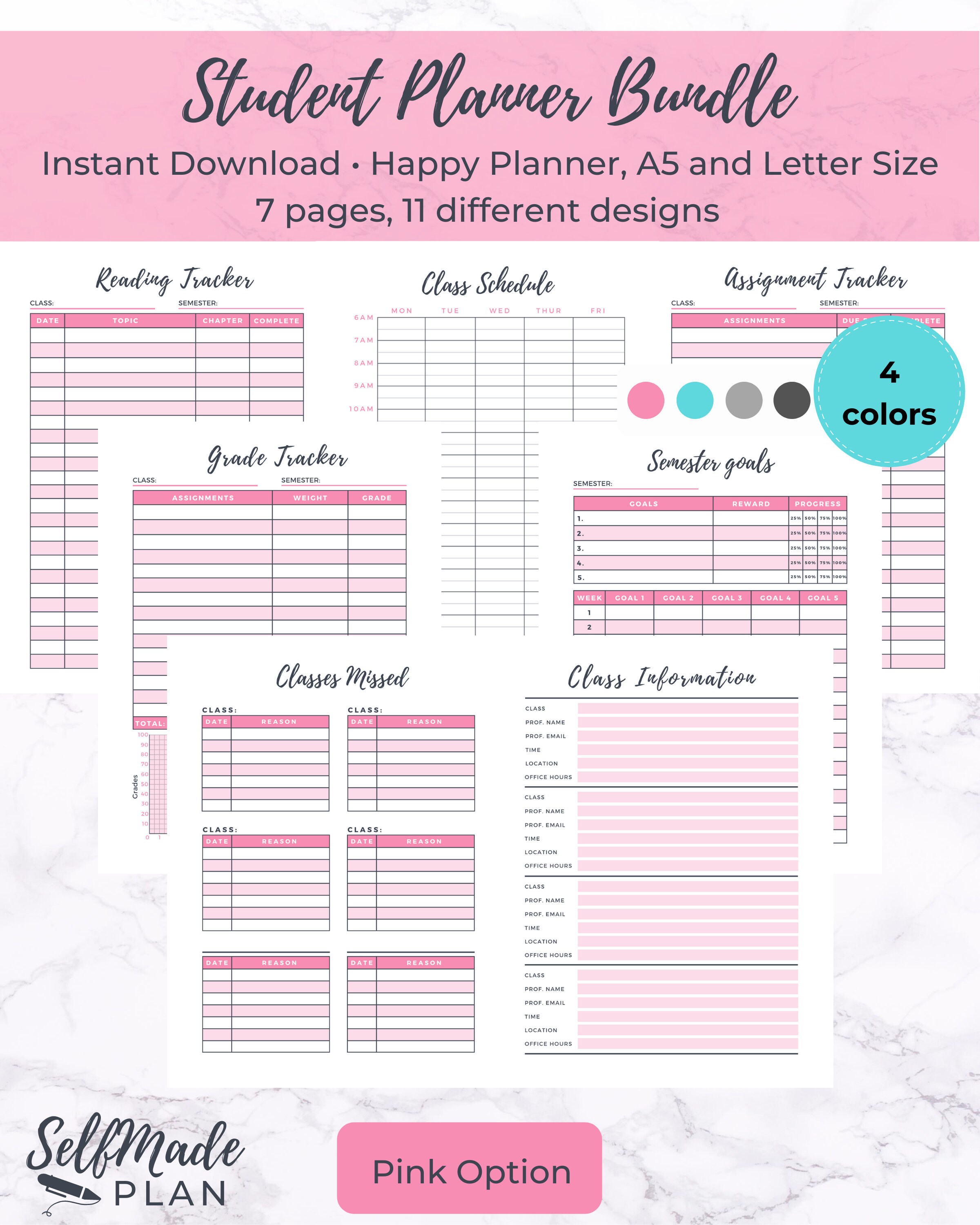 Student Planner Bundle Printable School Planner Bullet - Etsy