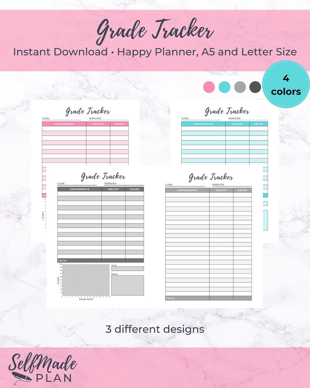 Student Grade Tracker Printable School Planner Bullet - Etsy