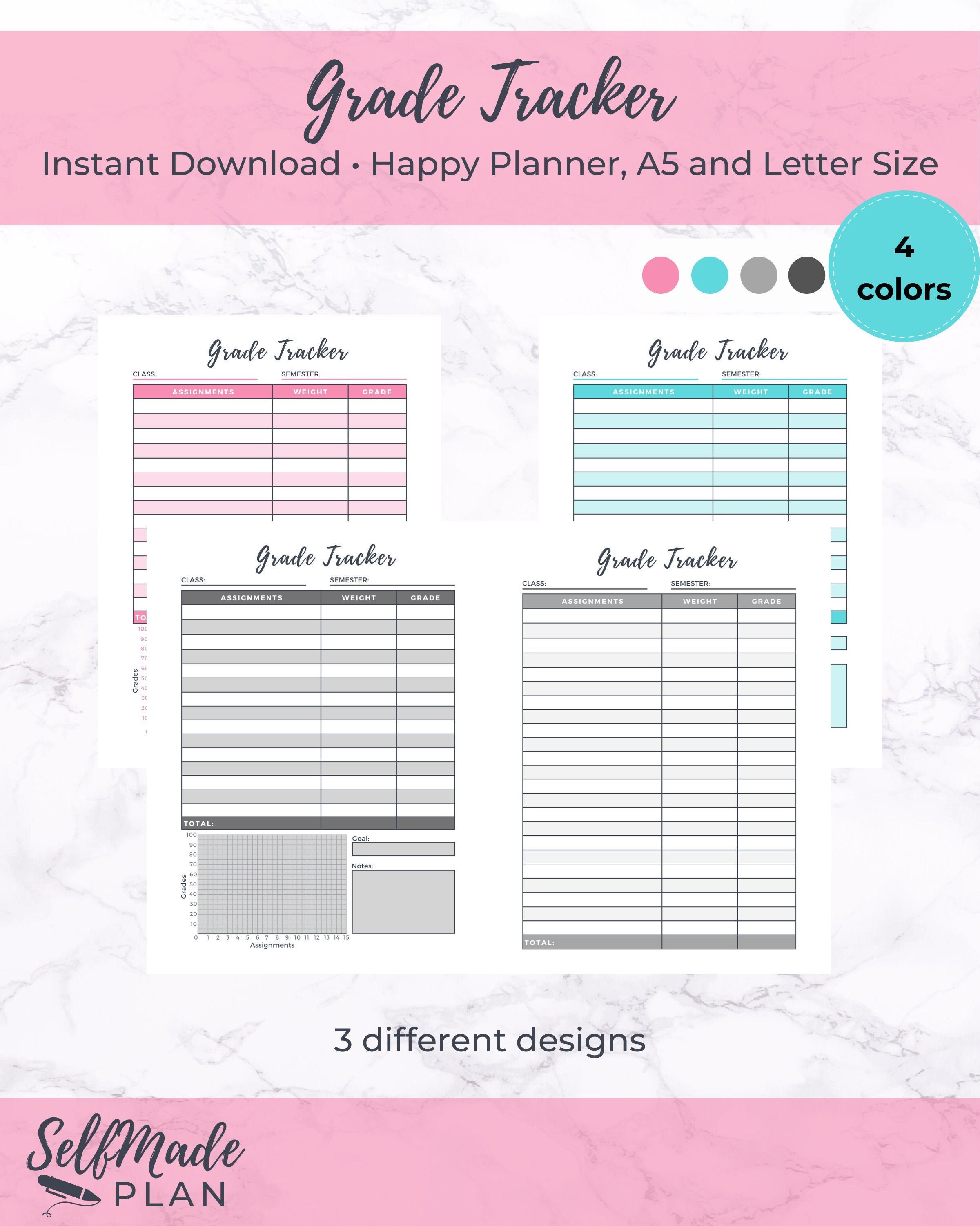 Student Grade Tracker Printable School Planner Bullet - Etsy