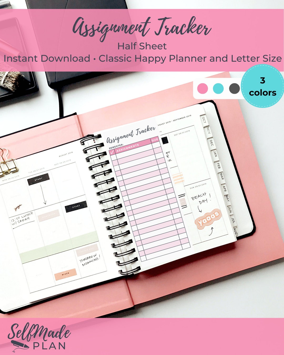 Student Assignment Tracker Half Sheet Printable, Homework and ...