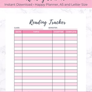 Reading Tracker Printable School Planner Student Printable - Etsy