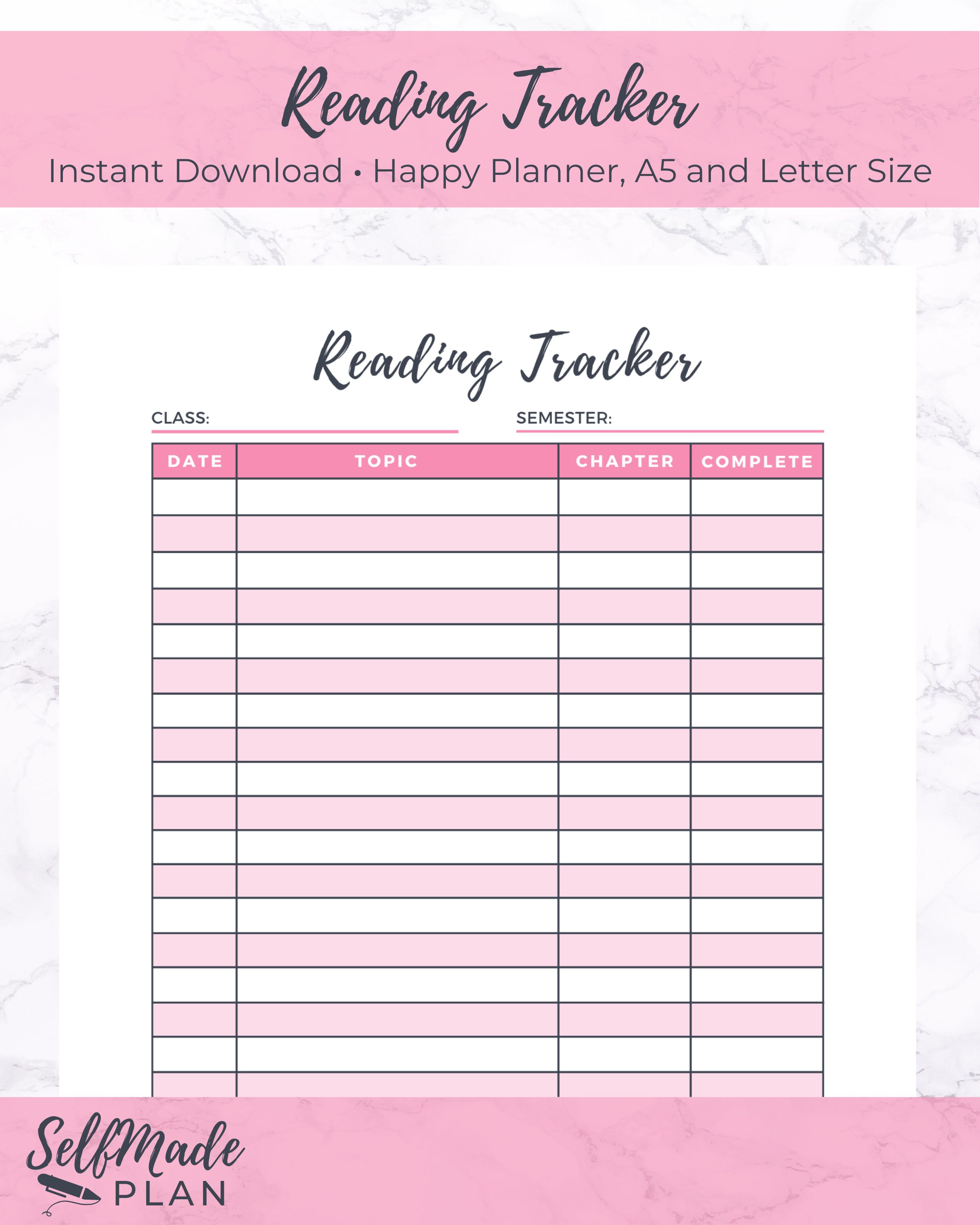 Reading Tracker Printable School Planner Student Printable - Etsy