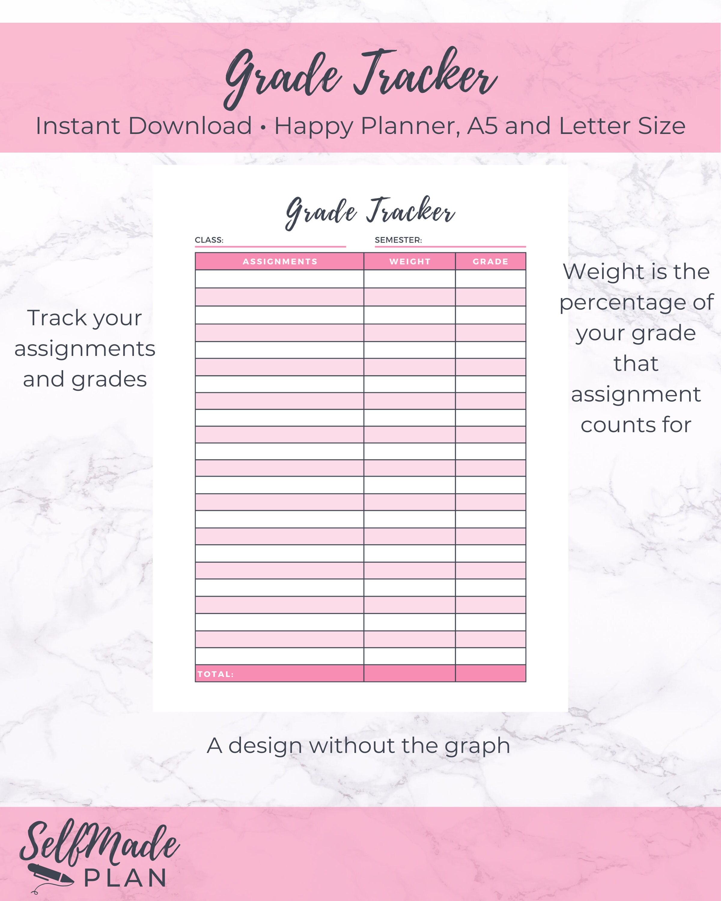Student Grade Tracker Printable School Planner Bullet - Etsy Israel