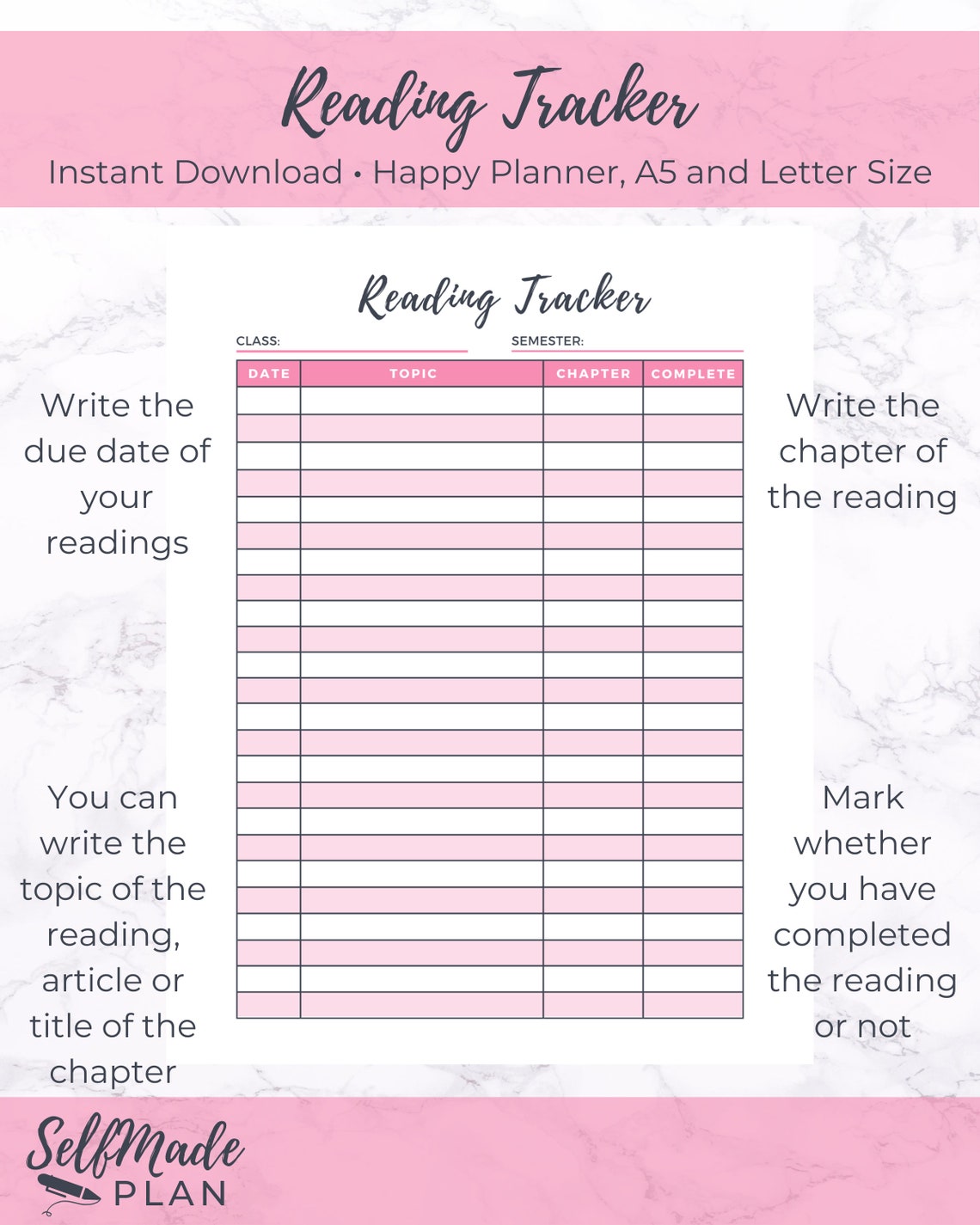 Reading Tracker Printable School Planner Student Printable - Etsy