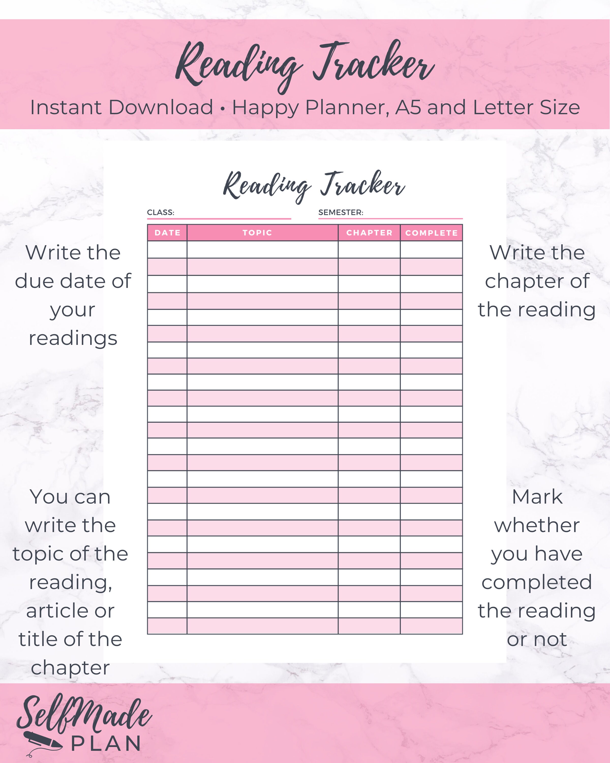 Reading Tracker Printable School Planner Student Printable - Etsy