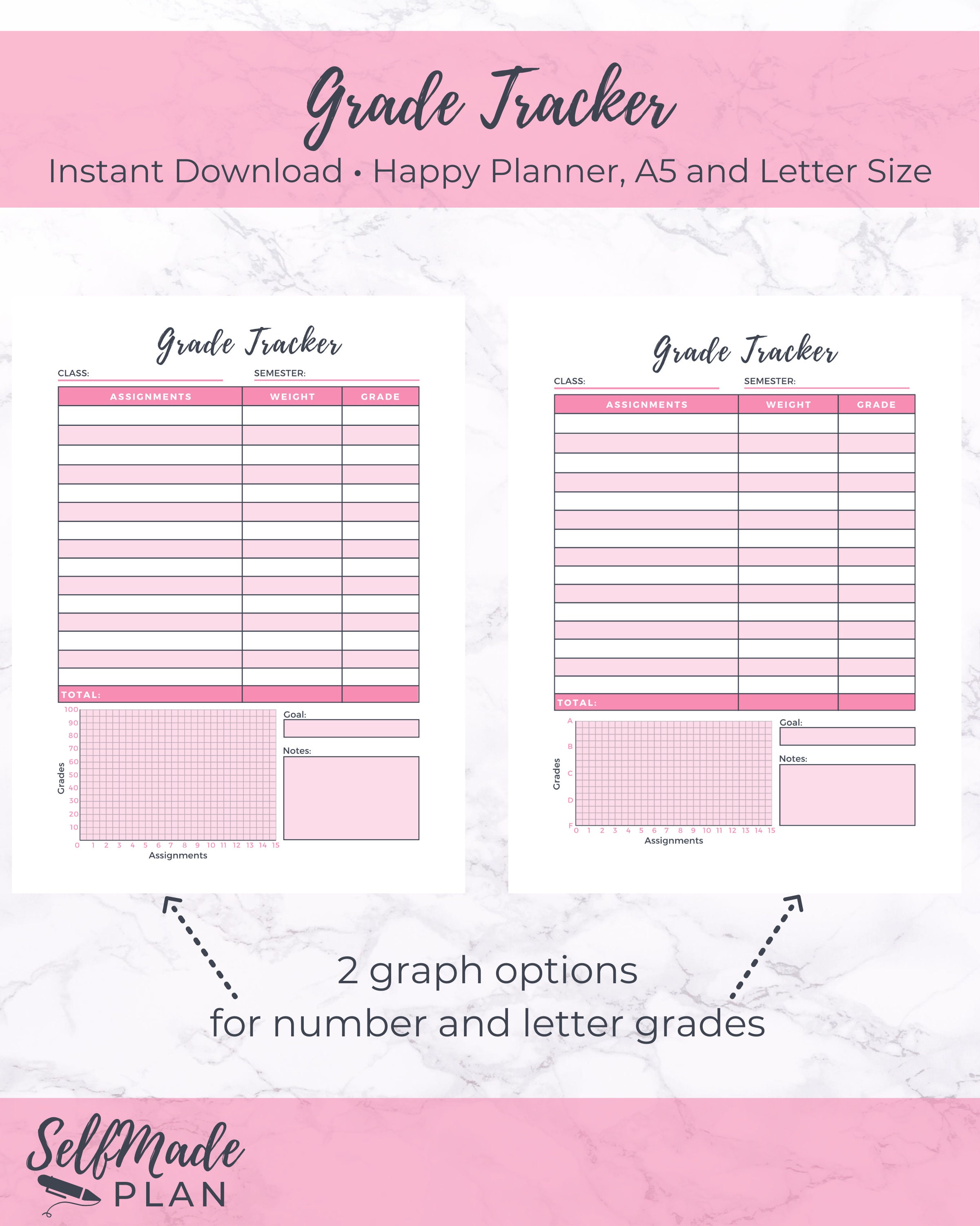 Student Grade Tracker Printable School Planner Bullet - Etsy